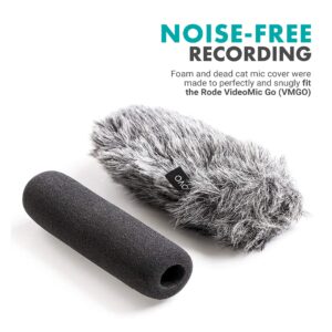 Movo WS-G7 Foam and Furry Indoor, Outdoor Microphone Windscreen Combo Pack - Custom Fit for Rode VideoMic Go