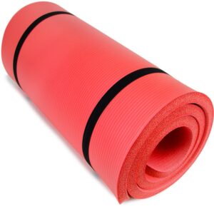 crown sporting goods 1" yoga cloud extra thick exercise mat - 72" x 24" with carry strap - exercise mats for home workout - yoga and pilates exercise workout mat - 4x thick yoga mat (red)