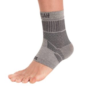 zensah ankle support - compression ankle brace - great for running, soccer, volleyball, sports - ankle sleeve helps sprains, tendonitis, pain, heather grey, large