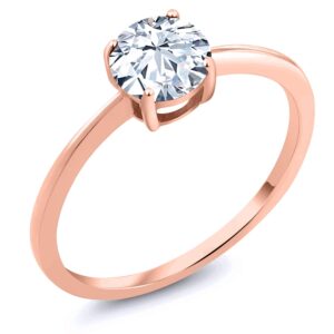 gem stone king 10k rose gold white zirconia solitaire engagement ring for women (1.50 cttw, round 6mm, gemstone birthstone, size 7)