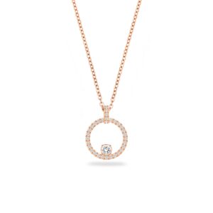 swarovski creativity collection women's necklace, intertwined circle pendant with white crystals and rose-gold tone plated chain