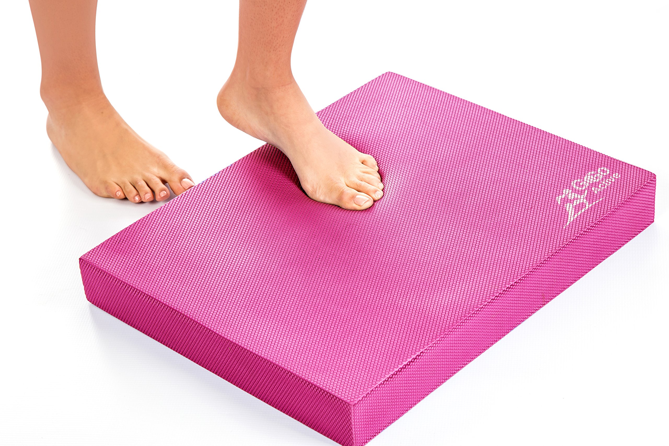 Go Go Active Balance Pad (Thick) - Exercising Training Mat for Therapy, Yoga, Pilates, Crossfit and Fitness - Non-Skid Bottom, Ecofriendly, Double-Sided - Home or Gym Use - XL 19x15'' (Hot Pink)