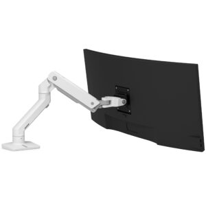 ergotron – hx premium heavy duty monitor arm, single monitor vesa desk mount – for flat or slight curved ultrawide monitors up to 49 inches, 20 to 42 lbs – standard pivot, white