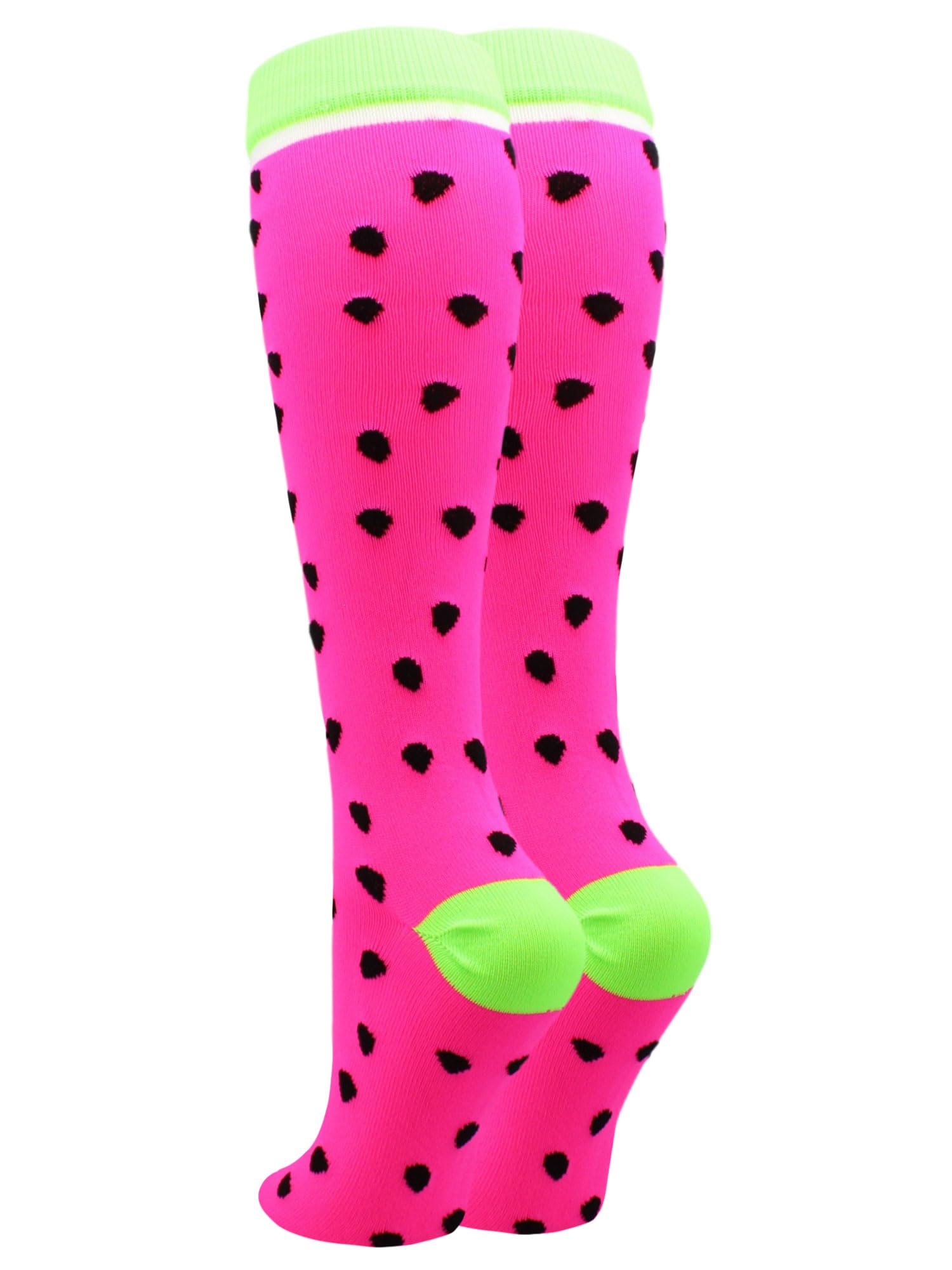 MadSportsStuff Neon Watermelon Over The Calf Socks (Neon Pink/Neon Green, Small)