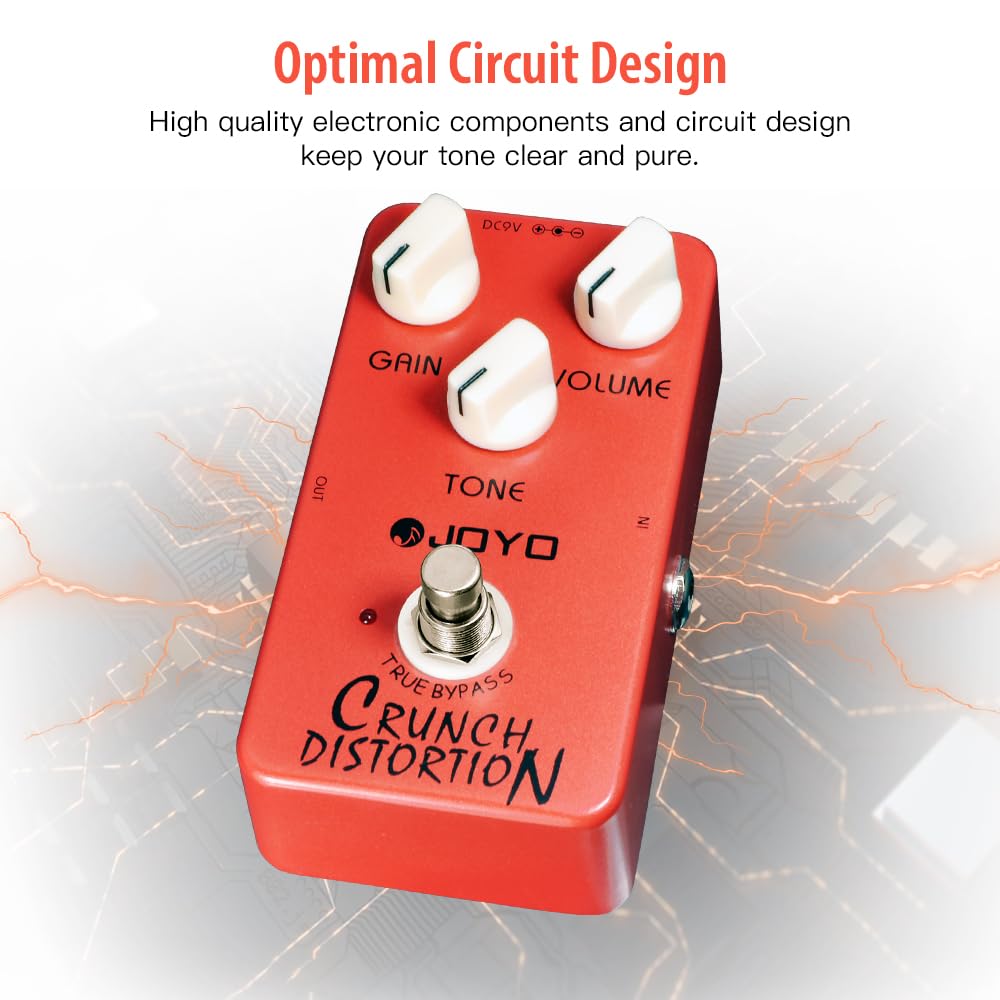 JOYO Distortion Pedal Crunch Distortion of British Classic Rock Distortion Effect for Electric Guitar - True Bypass (JF-03)