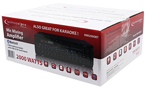 Technical Pro MM2000BT Powered Bluetooth Karaoke Mixer Amplifier Amp SD, USB