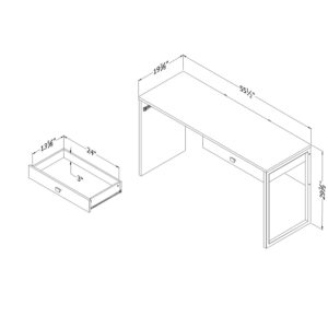 South Shore Interface Modern Simple Design Computer Desk with 2 Drawers, Pure White