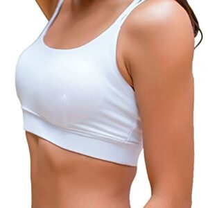 YIANNA Sports Bras for Women Cross Back Padded Sports Bra Medium Support Workout Running Yoga Bra, YA-BRA139-White-L