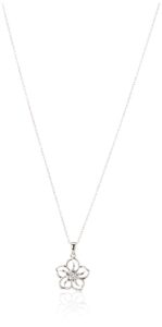 amazon essentials sterling silver created white sapphire flower pendant necklace, 18" (previously amazon collection)