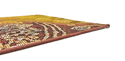 Unique Loom Outdoor Modern Collection Area Rug - Trio (2' x 6' 1" Runner, Rust Red/ Gold)