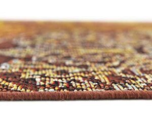 Unique Loom Outdoor Modern Collection Area Rug - Trio (2' x 6' 1" Runner, Rust Red/ Gold)