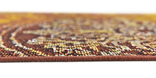 Unique Loom Outdoor Modern Collection Area Rug - Trio (2' x 6' 1" Runner, Rust Red/ Gold)