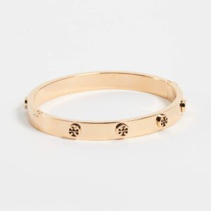 Tory Burch Women's Logo Stud Hinge Bracelet, Tory Gold, One Size