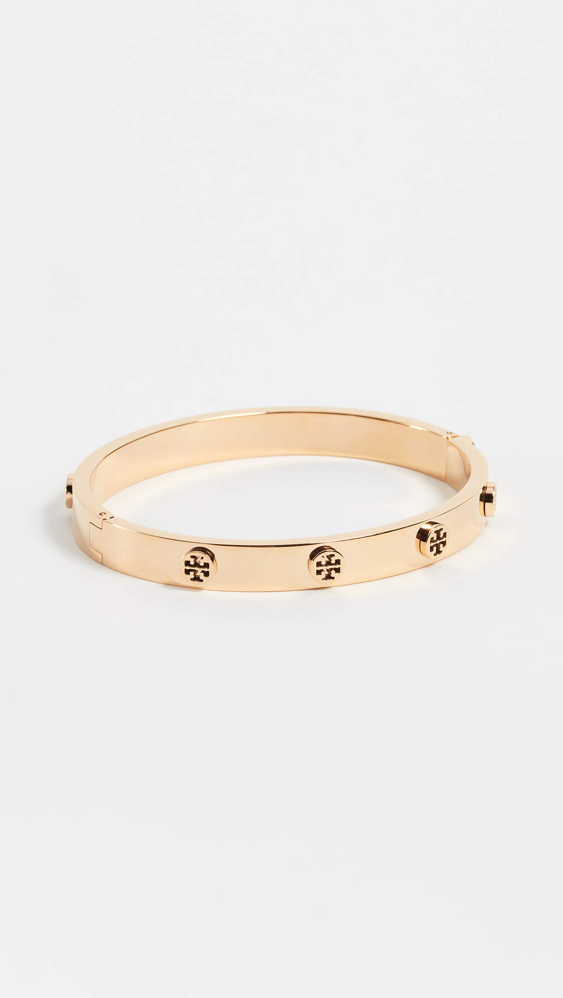 Tory Burch Women's Logo Stud Hinge Bracelet, Tory Gold, One Size