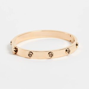 Tory Burch Women's Logo Stud Hinge Bracelet, Tory Gold, One Size