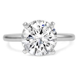 samie collection 4 carat round brilliant simulated diamond cz solitaire engagement rings for women, classic wedding ring, white gold finish, size 6