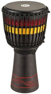 meinl percussion adj7-l african style fire rhythm series rope tuned 12" wood djembe, black