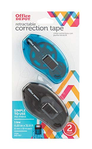 Office Depot® - Correction Fluid - Correction Tape Slide - 7.5" x 3.95" x 1" - White - PK of 2