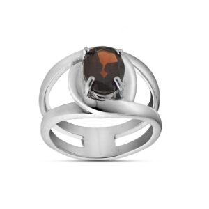 ice gems sterling silver african garnet oval open ring, size 9