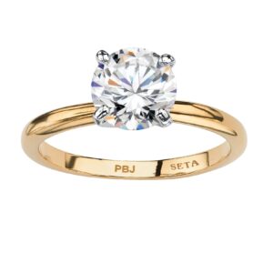 palmbeach yellow gold-plated platinum-plated or silvertone round cubic zirconia solitaire engagement ring sizes 5-10 size 6