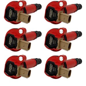 82576 msd ignition coil - ford ecoboost - 3.5l v6-3-pin connector - red - 6-pack