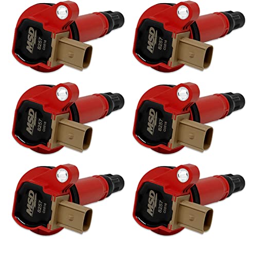 82576 MSD Ignition Coil - Ford EcoBoost - 3.5L V6-3-Pin Connector - Red - 6-Pack