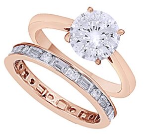 jewel zone us white cubic zirconia engagement & wedding bridal ring set in 14k rose gold over sterling silver (4.4 cttw)