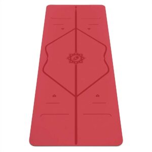 liforme special yoga mat - patented alignment system, warrior-like grip, non-slip, eco-friendly, sweat-resistant, long, wide and thick, 4.2mm thick mat for comfort (red)