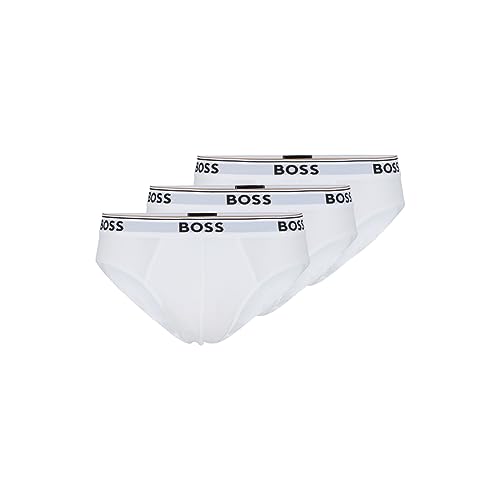 BOSS Men's 3-Pack Classic Regular Fit Stretch Briefs, White, X-Large