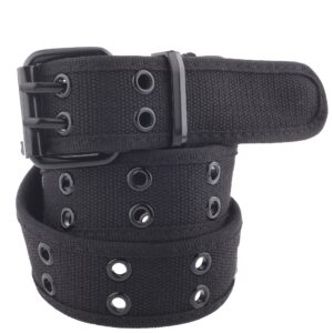 jotw unisex two-hole canvas belt - available in 13 colors (wb-211, large, black)