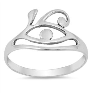 abstract statement evil eye loop ring new .925 sterling silver band size 6