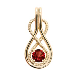 infinity rope january birthstone garnet 10k yellow gold pendant