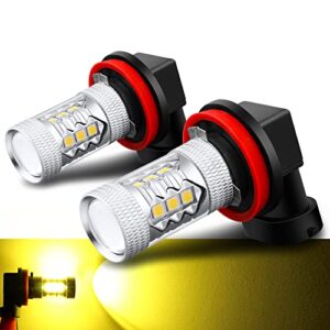 alla lighting h11 h8 led bulbs, 3000k golden yellow h16 fog lights or daytime running lights(drl) lamps, 360° xtreme super bright high power 3030 smd replacement for cars,trucks, suvs, vans