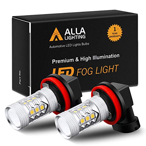 Alla Lighting H11 H8 LED Bulbs, 3000K Golden Yellow H16 Fog Lights or Daytime Running Lights(DRL) Lamps, 360° Xtreme Super Bright High Power 3030 SMD Replacement for Cars,Trucks, SUVs, Vans