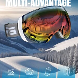 CRG Sports Ski Goggles 100% UV Protection Frameless Snowboard Goggles for Men,Women,Adults