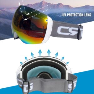 CRG Sports Ski Goggles 100% UV Protection Frameless Snowboard Goggles for Men,Women,Adults