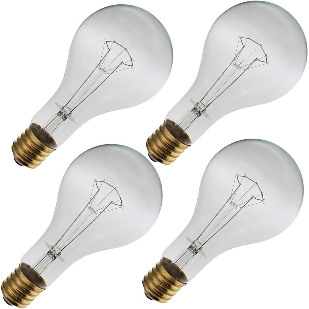 Industrial Performance 300PS35/CL 130V, 300 Watt, PS35, Mogul Screw (E39) Base Light Bulb (4 Bulbs)