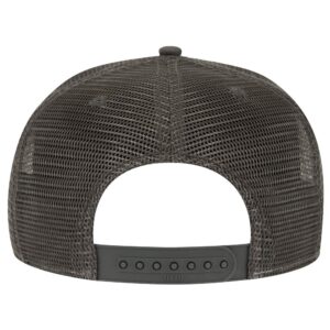 OTTO Cork Flat Visor SNAP 5 Panel Mesh Back Trucker Snapback Hat - Char. Gray/Cork/Char. Gray