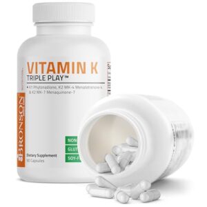 Bronson Vitamin K Triple Play (Vitamin K2 MK7 / Vitamin K2 MK4 / Vitamin K1) Full Spectrum Complex Vitamin K Supplement, 90 Capsules