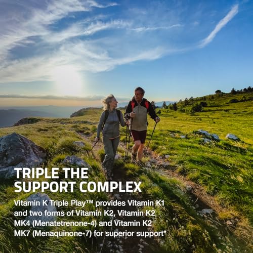 Bronson Vitamin K Triple Play (Vitamin K2 MK7 / Vitamin K2 MK4 / Vitamin K1) Full Spectrum Complex Vitamin K Supplement, 90 Capsules