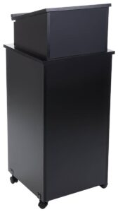 displays2go black speaker lectern, elevated reading surface, enclosed storage area, melamine mdf – black (lcttblrbkd)