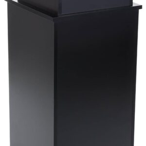 Displays2go Black Speaker Lectern, Elevated Reading Surface, Enclosed Storage Area, Melamine MDF – Black (LCTTBLRBKD)