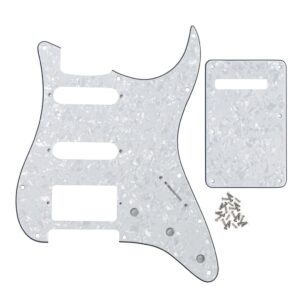 ikn 4ply white pearl strat guitar hss pickguard tremolo cavity cover fit fender standard stratocaster style guitar part