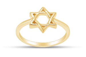 the jewel zone star of david jewish magen hebrew shield ring star symbol ring 14k yellow gold over sterling silver ring size-8