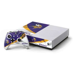 skinit decal gaming skin compatible with xbox one s console and controller bundle - officially licensed nfl minnesota vikings design