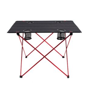 outry lightweight folding table with cup holders, portable camp table (l - unfolded: 29.5" x 22" x 21")