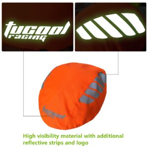 Tucool Racing Night Visual Waterproof Windproof Bike Bicycle Helmet Cover Cycling Rain Cover (Fluorescent Orange)