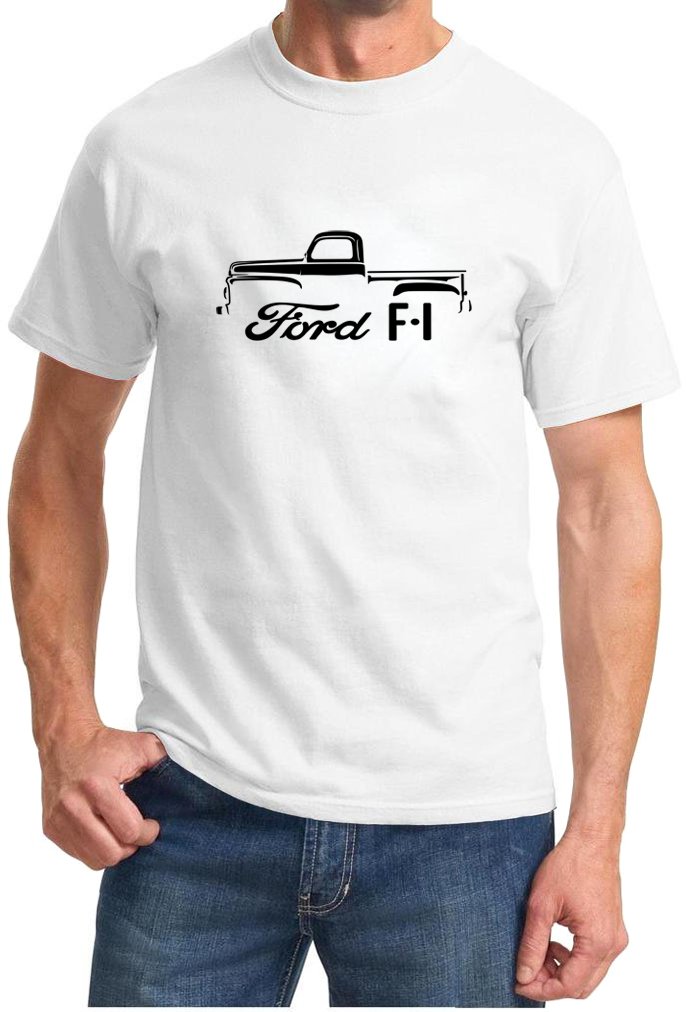 1948-51 Ford F-1 F1 Pickup Truck Classic Outline Design Tshirt 2XL White