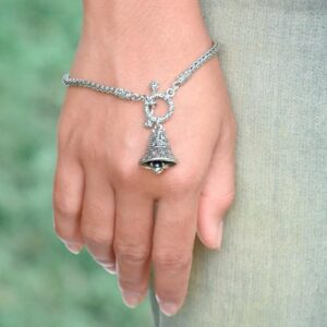 NOVICA Artisan Handmade .925 Sterling Silver Bracelet No Stone Chain Indonesia 'Bell Charm'