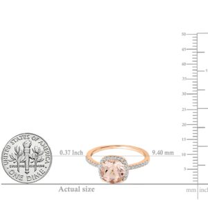 Dazzlingrock Collection 6MM Round Morganite & White Diamond Halo Engagement Ring for Women in 10K Rose Gold Size 7